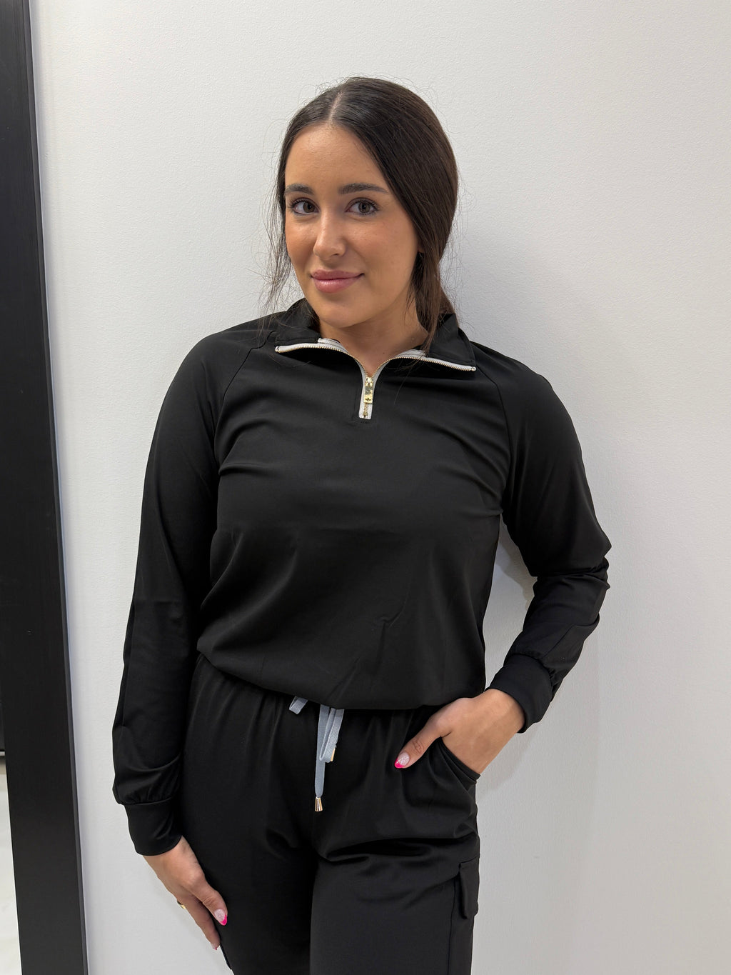 Women's Scrub Active Pullover - Grey and Gold Details – LuMED